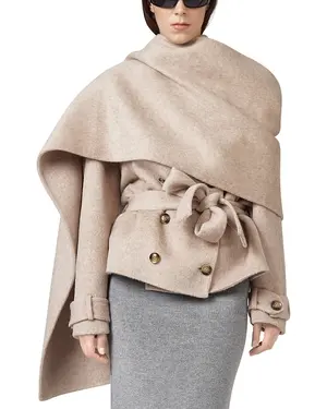 Giuseppe Di Morabito Wool Blend Short Trench Coat - Beige