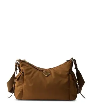 Prada Large Re-nylon And Leather Shoulder Bag - Brandy