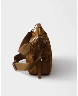 Prada Large Re-nylon And Leather Shoulder Bag - Brandy