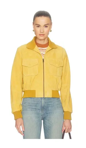 FRAME The Suede Ace Jacket In Yellow