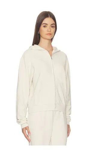 SKIMS Drapey French Terry Shrunken Zip Up Hoodie - Buff