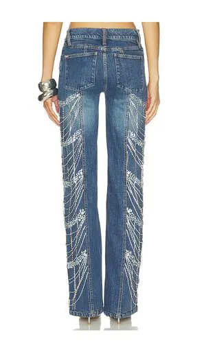 Alice + Olivia Roxie Embellished Jean In Blue