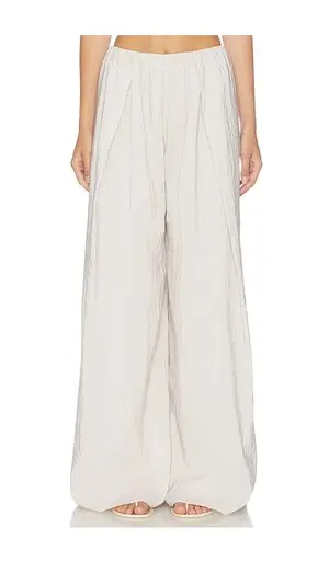 LA LIGNE Pleated Wide Leg Taffeta Pants