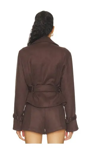 ELODIE THE LABEL Faux Suede Cropped Trench Coat