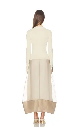 Simkhai Maril Long Sleeve Dress In Beige
