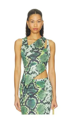 BY.DYLN Christina Top In Green - Snake