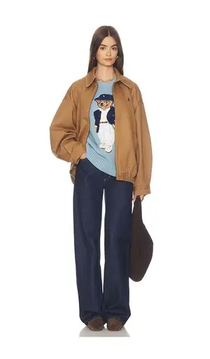 Polo Ralph Lauren Cotton Bear Crew Neck Pullover In Blue
