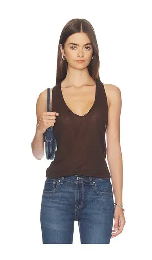 EB DENIM Valley Sheer Racer Tank In Brown