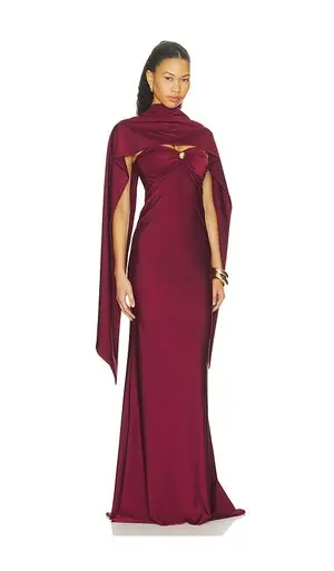 SHANI SHEMER Bella Dress With Scarf In Wine