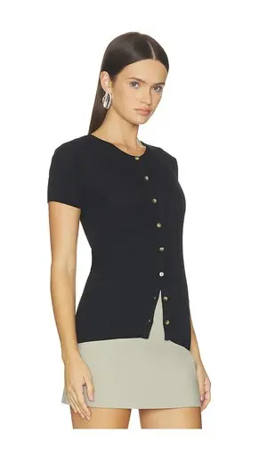 Sanctuary Soft Focus Ribbed Knit Button-up Top