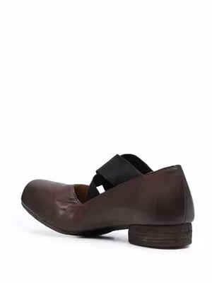 UMA WANG Leather Ballet Flats With Crossover Strap - Brown