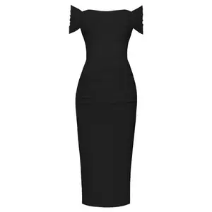ALINA CERNATESCU Zeya Drapped Classic With Short Bolero Sleeves Dress - Black