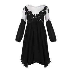 ALINA CERNATESCU Hermia Embroidered Silk Chiffon Mini Dress