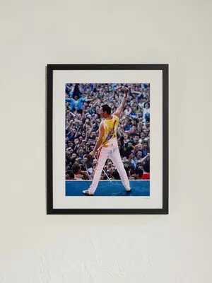 SONIC EDITIONS Framed 1986 Freddie Mercury At Slane Castle Print, 40"x 50&quot - Multi