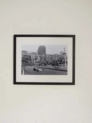 SONIC EDITIONS Framed 1976 The Monaco Grand Prix Print, 50" X 40 - Black