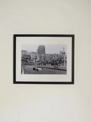 SONIC EDITIONS Framed 1976 The Monaco Grand Prix Print, 50" X 40&quot - Black