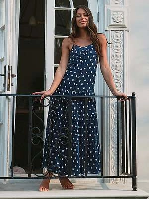 Victoria's Secret Papinelle Spot Tiered Maxi Nightie - Print