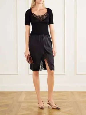 Saint Laurent Patent Leather-trimmed Slingback Pumps