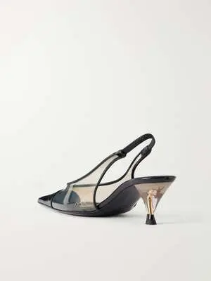 Saint Laurent Patent Leather-trimmed Slingback Pumps