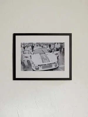 SONIC EDITIONS Framed 1977 Martini Porsche Print, 50" X 40 - Black