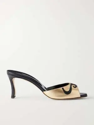 Manolo Blahnik Metallic Leather Sandals - Gold