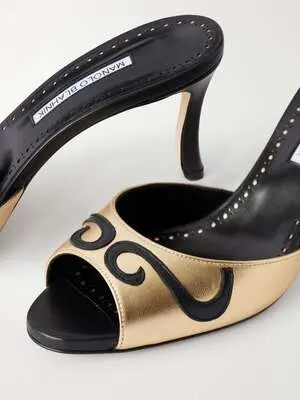 Manolo Blahnik Metallic Leather Sandals