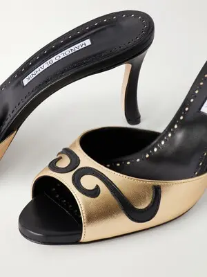 Manolo Blahnik Metallic Leather Sandals