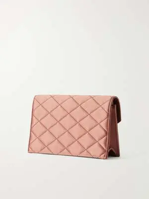 Saint Laurent Paris Satin Quilted Chain Wallet