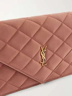 Saint Laurent Paris Satin Quilted Chain Wallet