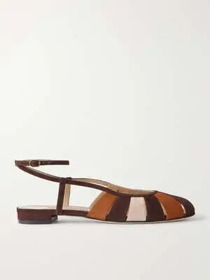 Manolo Blahnik Suede Flats With Buckle-fastening Ankle Strap