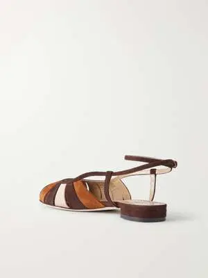 Manolo Blahnik Suede Flats With Buckle-fastening Ankle Strap