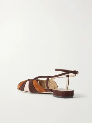 Manolo Blahnik Suede Flats With Buckle-fastening Ankle Strap