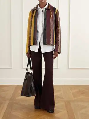 Proenza Schouler Striped Suede-trimmed Snake-effect Leather Jacket - Multi
