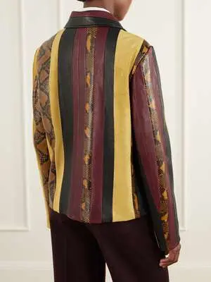 Proenza Schouler Striped Suede-trimmed Snake-effect Leather Jacket - Multi