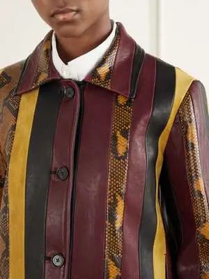 Proenza Schouler Striped Suede-trimmed Snake-effect Leather Jacket - Multi