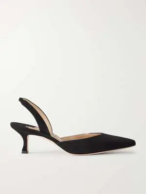 Manolo Blahnik Carolyne 50 Suede Slingback Pumps