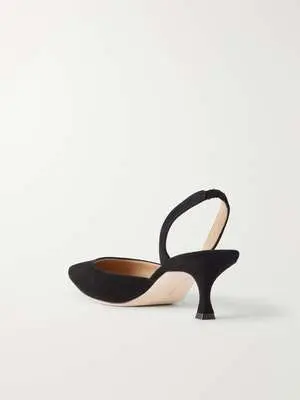 Manolo Blahnik Carolyne 50 Suede Slingback Pumps