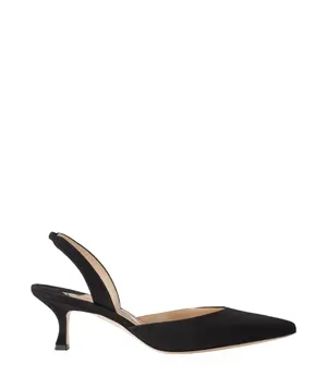 Manolo Blahnik Carolyne 50 Suede Slingback Pumps - Black