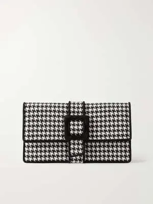 Manolo Blahnik Maycap Houndstooth Wool Clutch