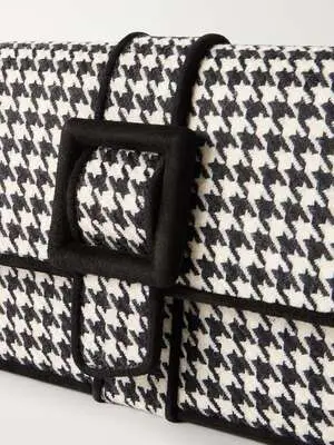 Manolo Blahnik Maycap Houndstooth Wool Clutch