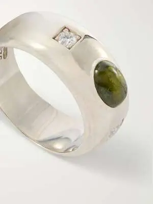 LOREN STEWART Gentry Sterling Silver, Tourmaline And Diamond Ring