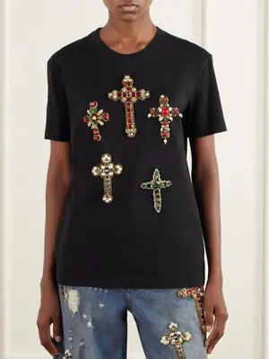 Dolce & Gabbana Embellished Cotton-jersey T-shirt
