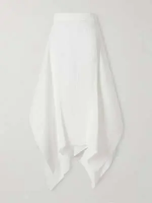 JW Anderson Asymmetric Plissè-crepe Midi Skirt - White