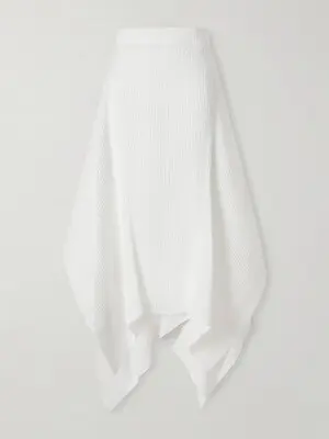 JW Anderson Asymmetric Plissé-crepe Midi Skirt - White