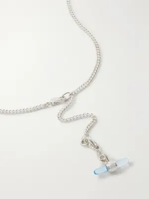 LOREN STEWART Sterling And Topaz Barbell Necklace - Silver