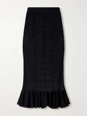 Dolce & Gabbana Ruffled Lace Midi Skirt - Black