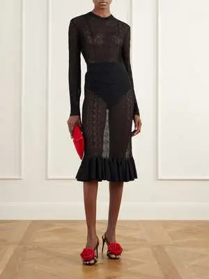 Dolce & Gabbana Ruffled Lace Midi Skirt