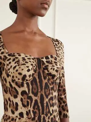 Dolce & Gabbana Leopard-print Stretch-silk Midi Dress