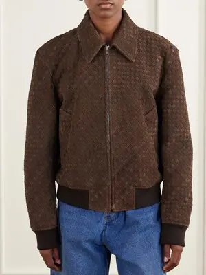Bottega Veneta Intrecciato Suede Jacket - Brown