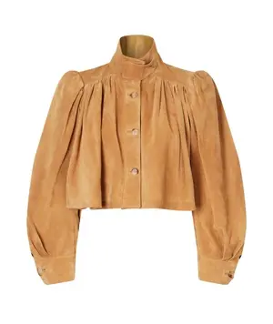 Chloé CHLOÉ Cropped Suede Jacket Light Brown